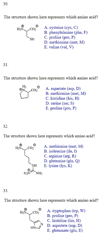 Solved 30. The structure shown here represents which amino | Chegg.com