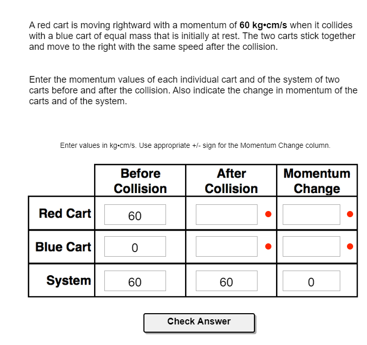 Solved A red cart is moving rightward with a momentum of 60 | Chegg.com