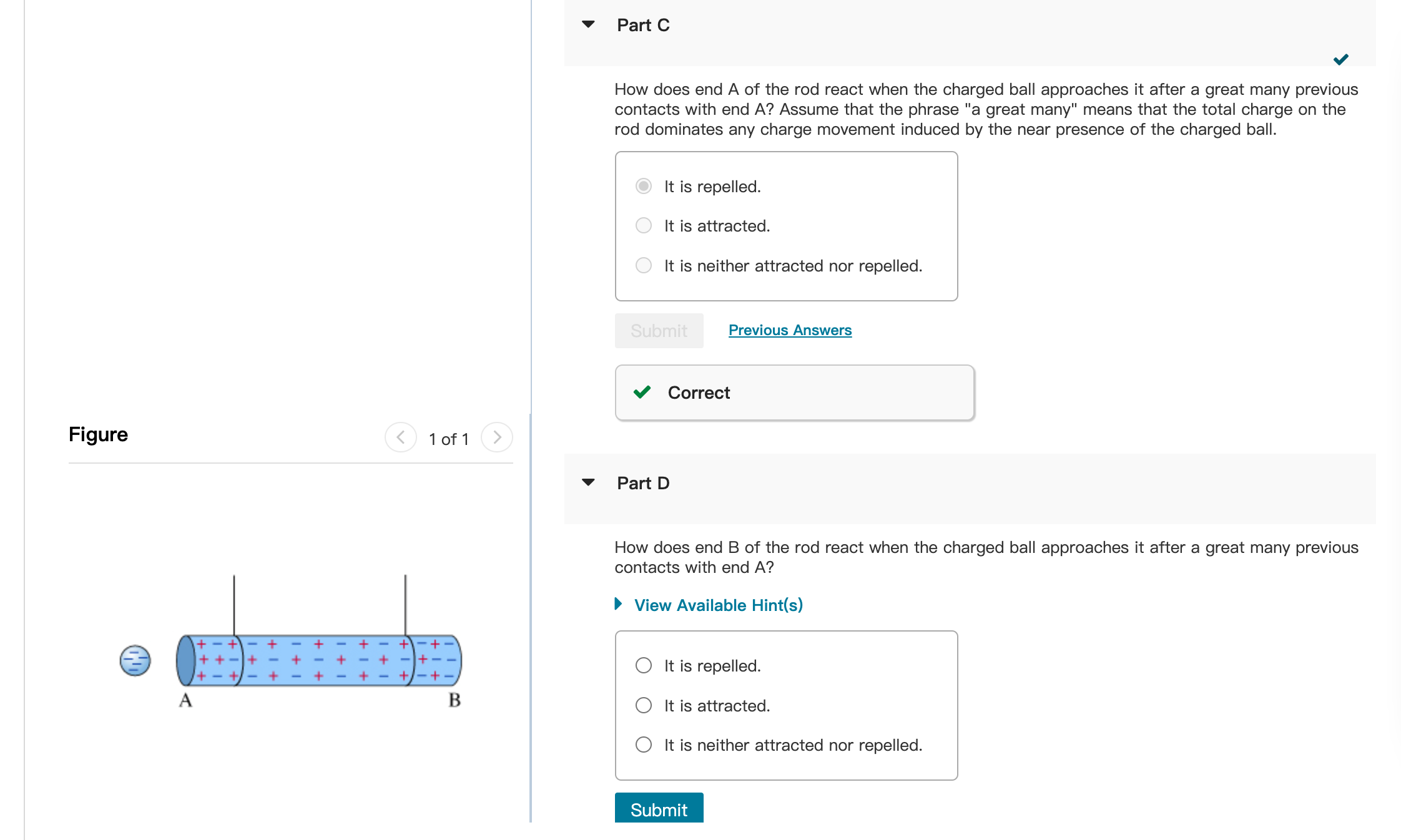 Part CHow does end A ﻿of the rod react when the | Chegg.com