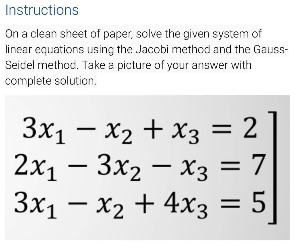 Solved Instructions On a clean sheet of paper, solve the | Chegg.com
