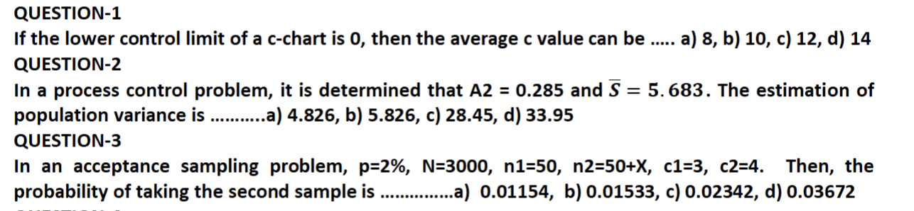 Solved = QUESTION-1 If the lower control limit of a c-chart | Chegg.com
