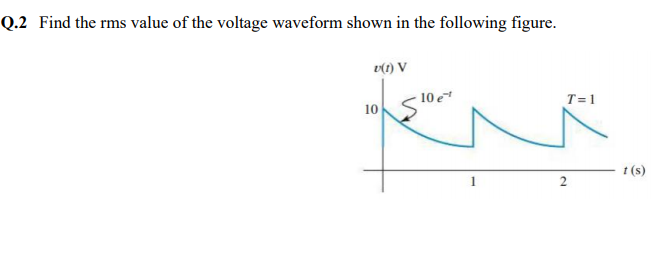 Solved Q.2 Find the rms value of the voltage waveform shown | Chegg.com