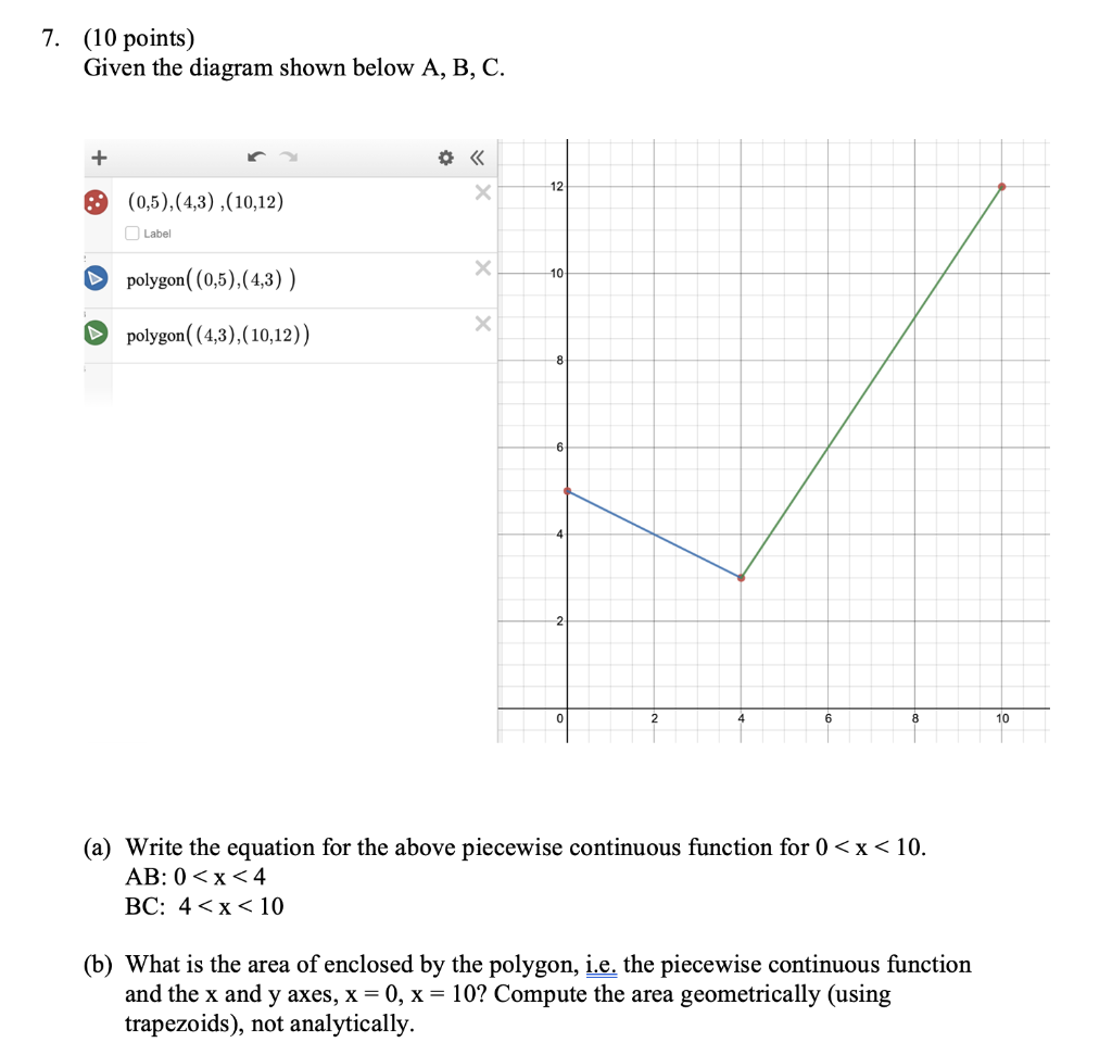Solved 7. (10 points) Given the diagram shown below A, B, C. | Chegg.com