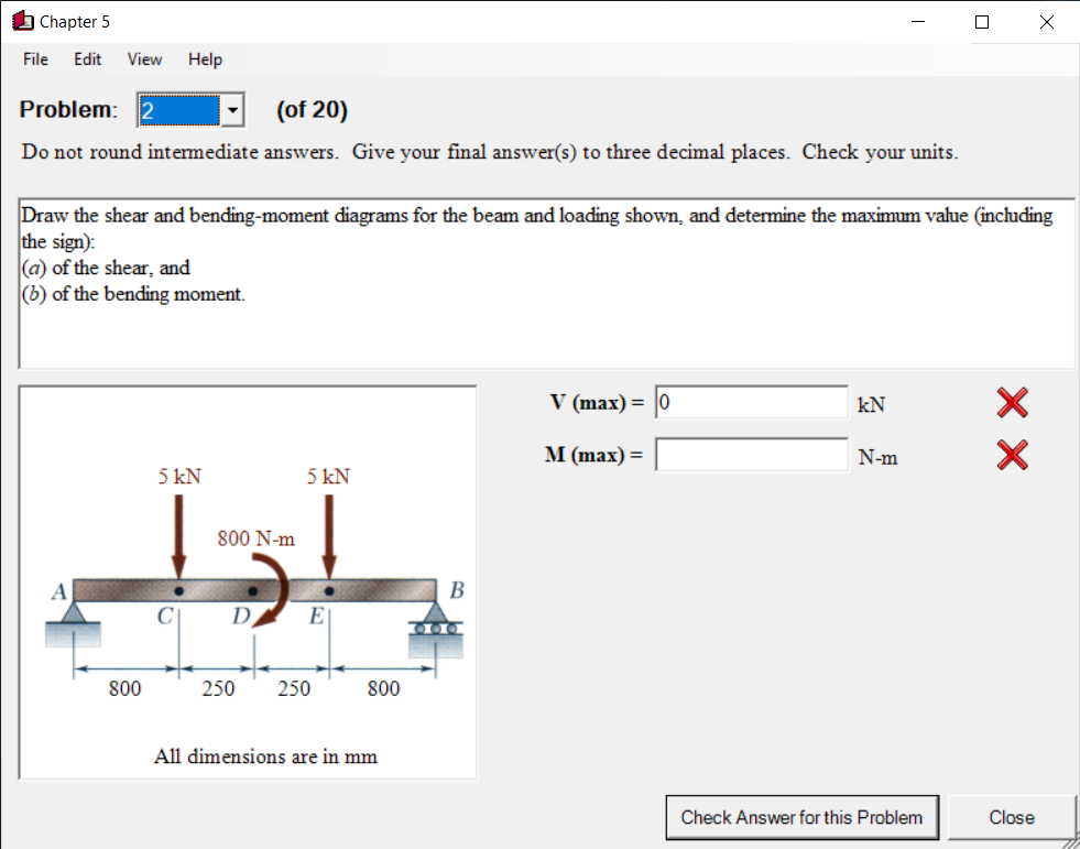 Solved Chapter 5 - Х X File Edit View Help Problem: 2 (of | Chegg.com