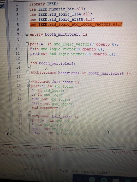 Solved Vhdl language using modelsims. This is my project. My | Chegg.com
