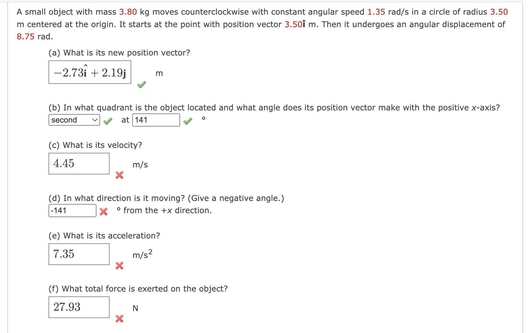 Solved small object with mass 3.80 kg moves counterclockwise | Chegg.com
