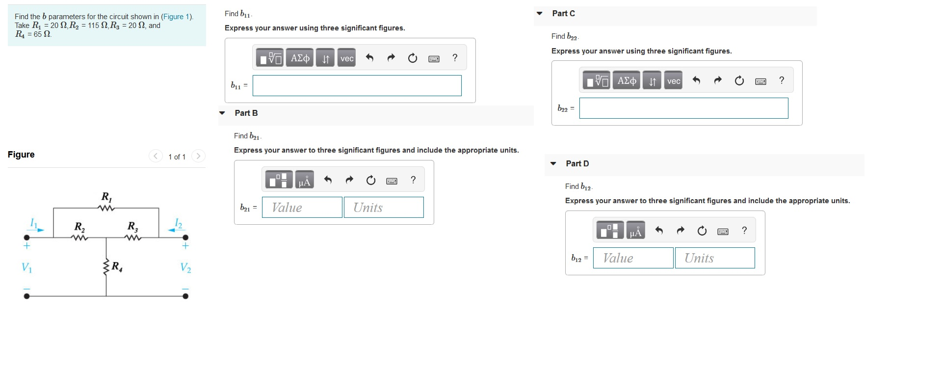 Solved Part C Find the b parameters for the circuit shown in | Chegg.com