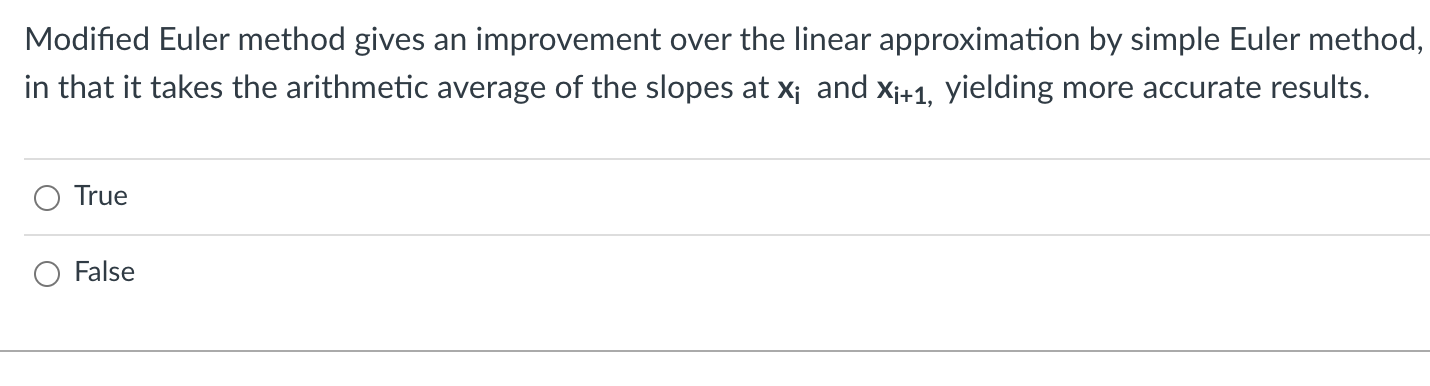 Solved Modified Euler method gives an improvement over the | Chegg.com