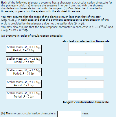 Each of the following planetary systems has a | Chegg.com