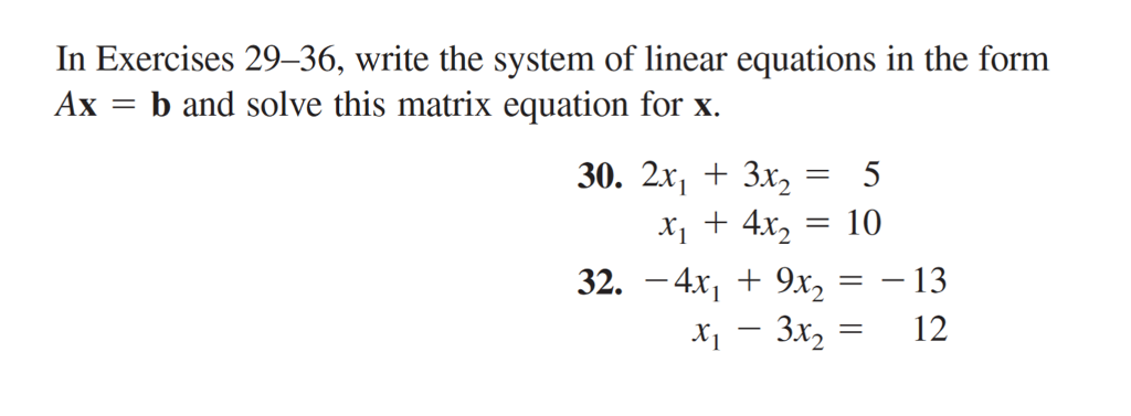 Solved In exercises 30 and 32, write the system of the | Chegg.com