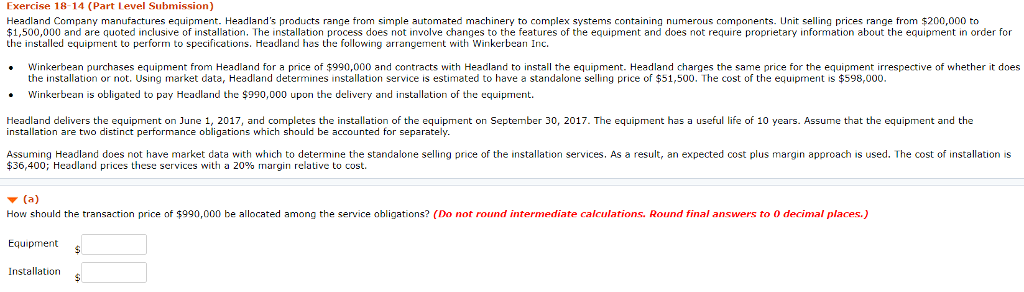 Solved Exercise 18-14 (Part Level Submission) Headland | Chegg.com