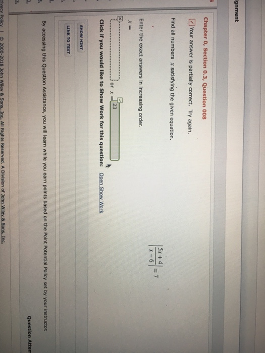 Solved Your Answer Is Partially Correct Try Again 5x 4