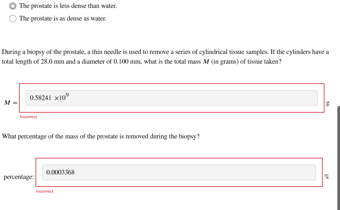 Solved A typical prostate gland has a mass of about 18 g and | Chegg.com