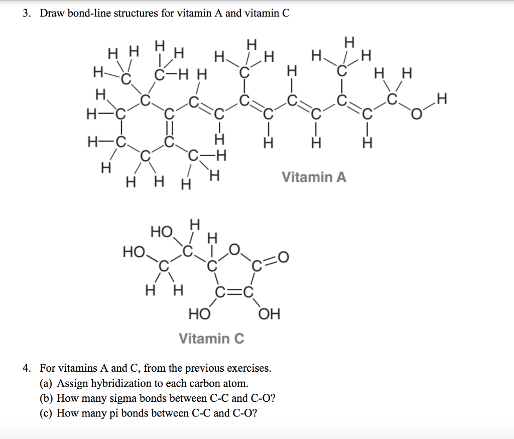 Solved 3. Draw bond-line structures for vitamin A and | Chegg.com