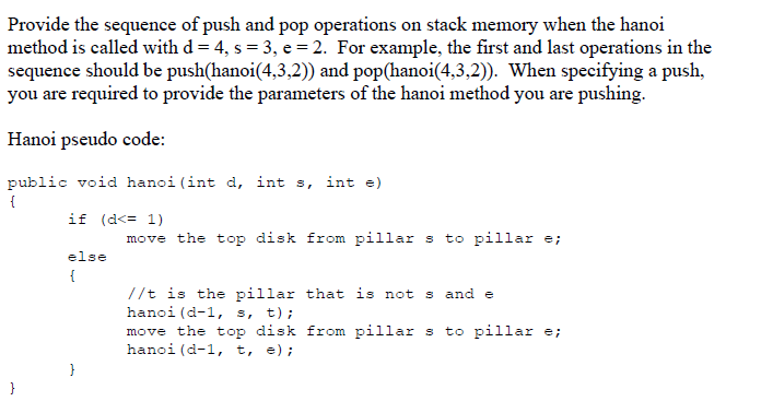 Solved Provide the sequence of push and pop operations on | Chegg.com