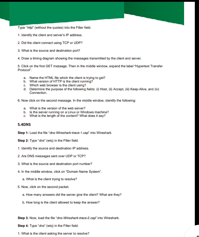 5. Laboratory 5 - Wireshark/DHCP/ARP/DNS/HTTP One of | Chegg.com