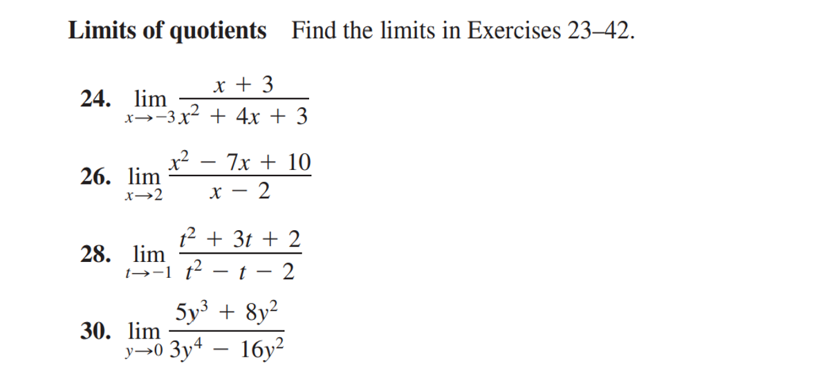 Solved Limits of quotients Find the limits in Exercises | Chegg.com