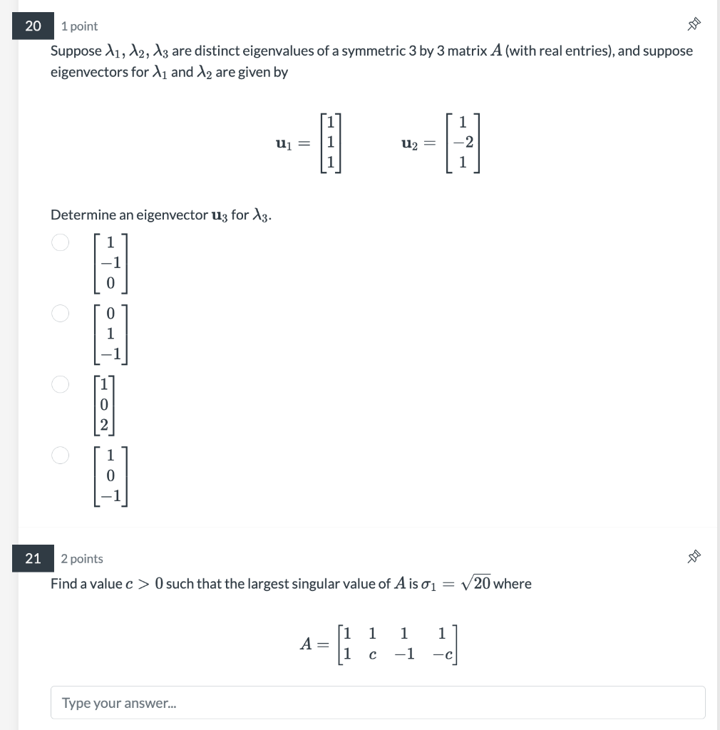 Solved 20 1 point Suppose A1, A2, A3 are distinct | Chegg.com
