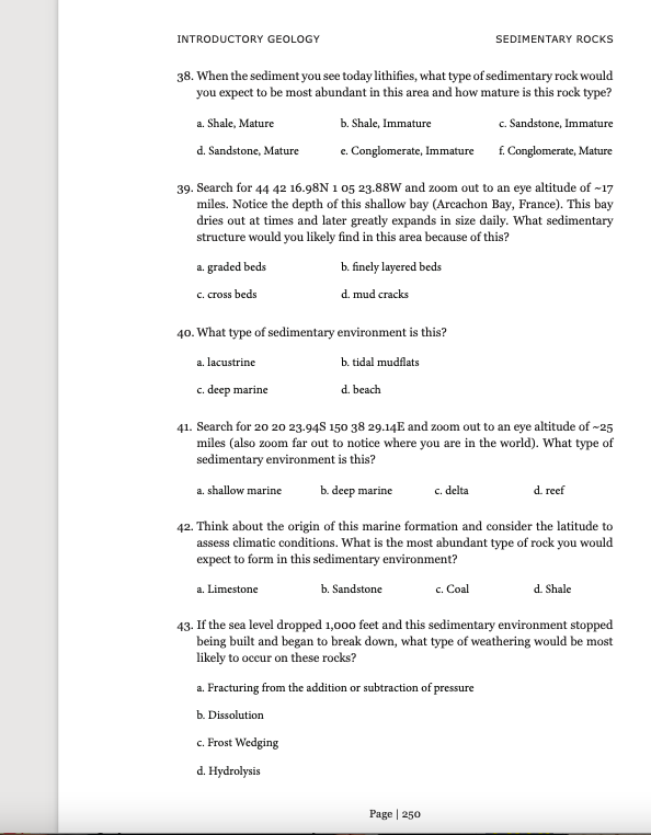 Solved INTRODUCTORY GEOLOGY SEDIMENTARY ROCKS 10.7 LAB | Chegg.com