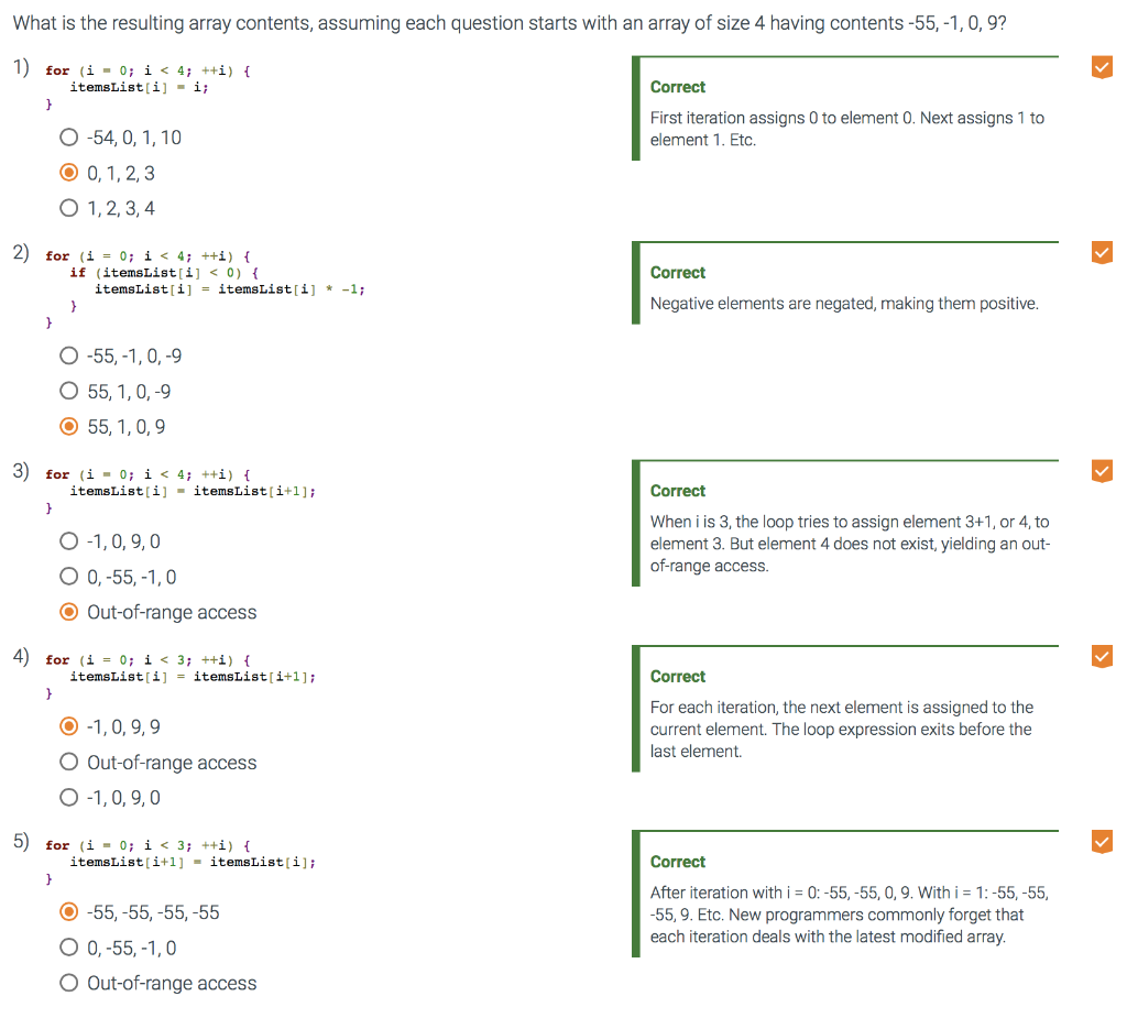 Solved What is the resulting array contents, assuming each | Chegg.com