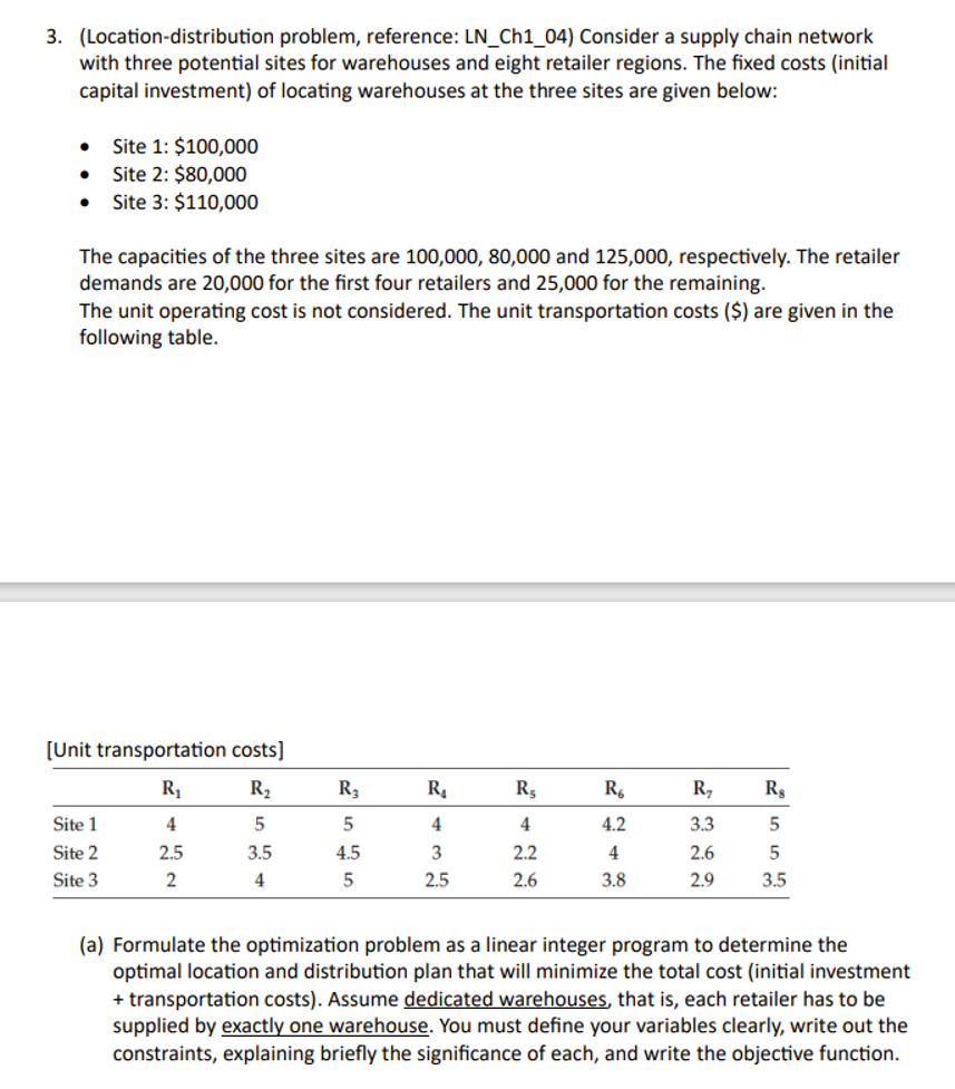 Solved (Location-distribution problem, reference: LN_Ch1_04) | Chegg.com