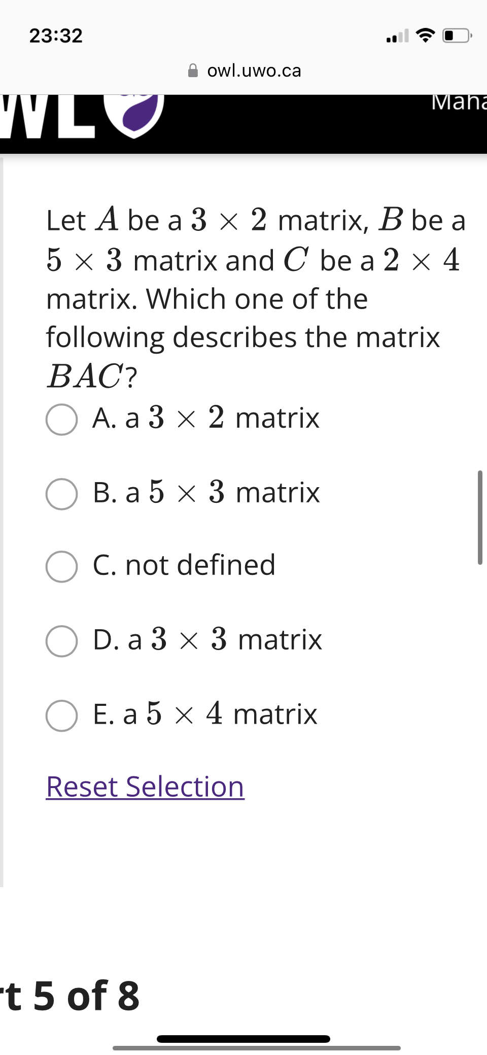 Solved Let A Be A 3×2 Matrix B Be A 5×3 Matrix And C Be A 