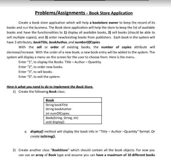 Solved 3) Now create a class "BookStoreApp" which should | Chegg.com