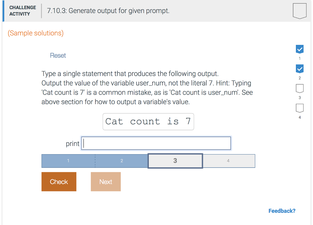 Solved CHALLENGE ACTIVITY 7.10.3: Generate output for given | Chegg.com
