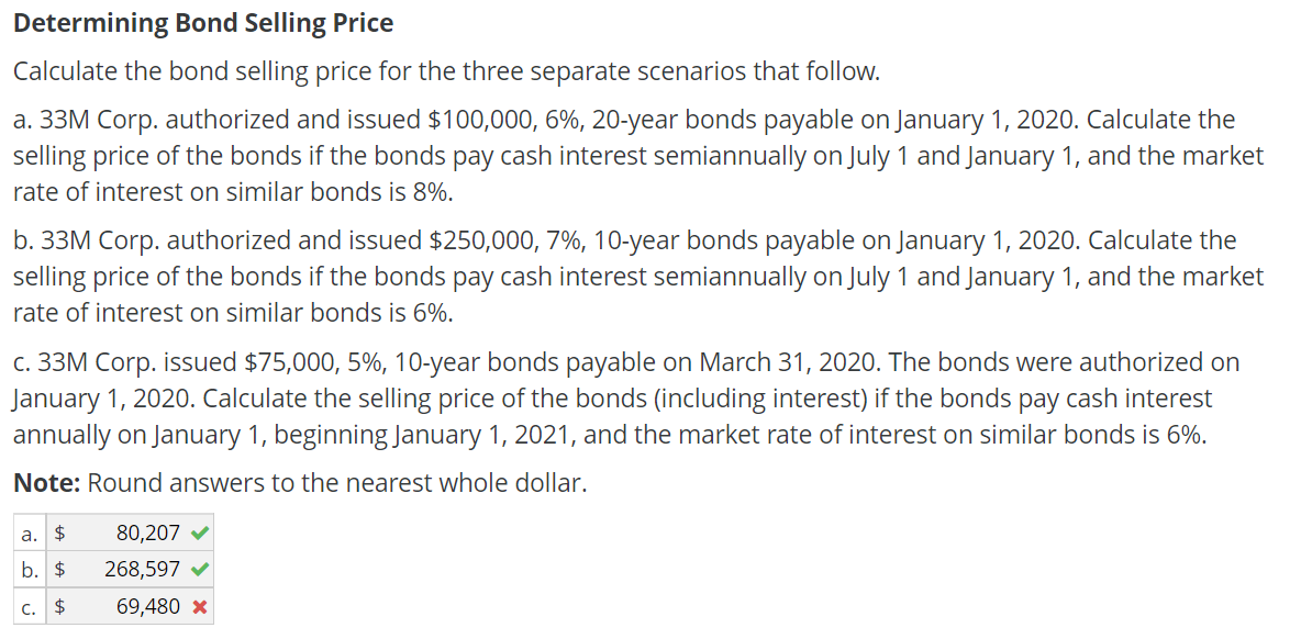 Solved Determining Bond Selling Price Calculate The Bond Chegg