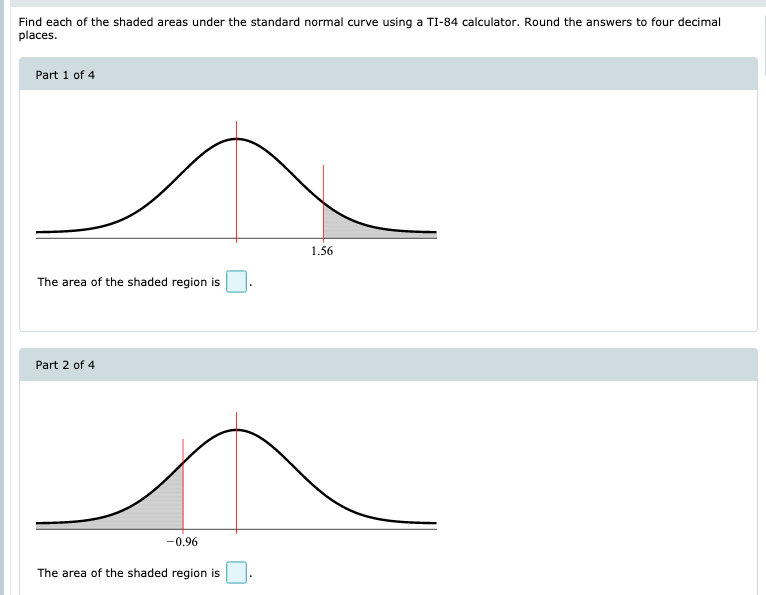 Solved Find each of the shaded areas under the standard | Chegg.com