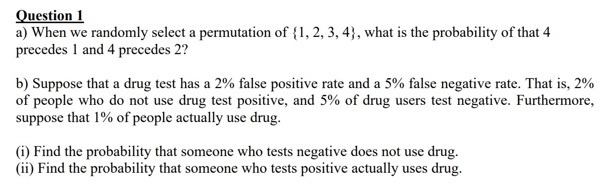 Solved Question 1 a) When we randomly select a permutation | Chegg.com