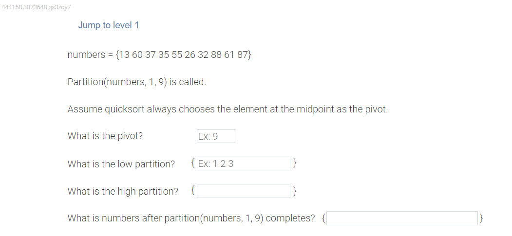 Solved I need help putting the partitions' numbers in order. | Chegg.com