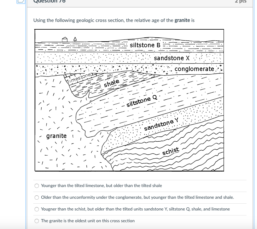 Solved Z pts Using the following geologic cross section, the | Chegg.com