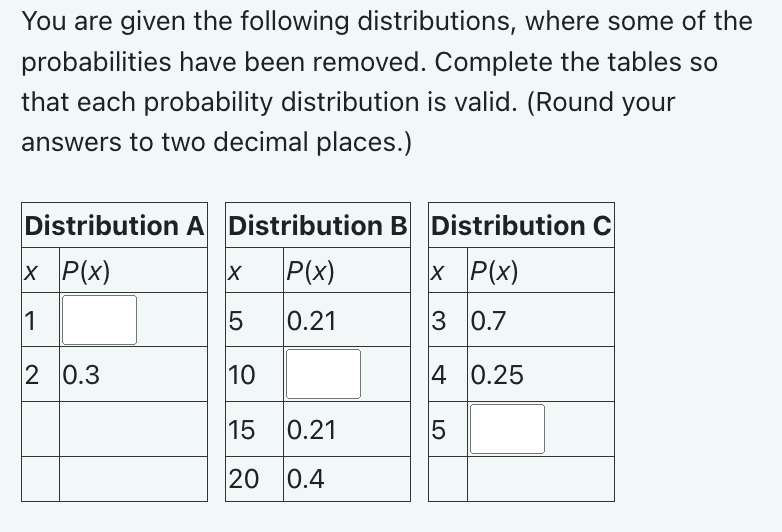 Solved You are given the following distributions, where some | Chegg.com