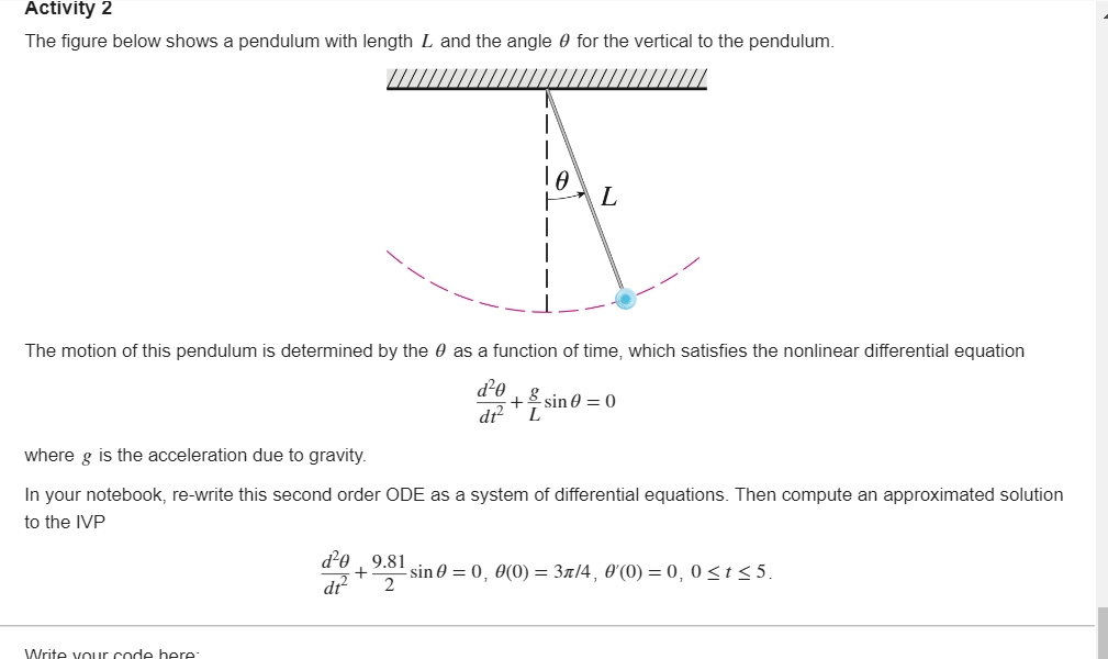 Solved The figure below shows a pendulum with length L and | Chegg.com