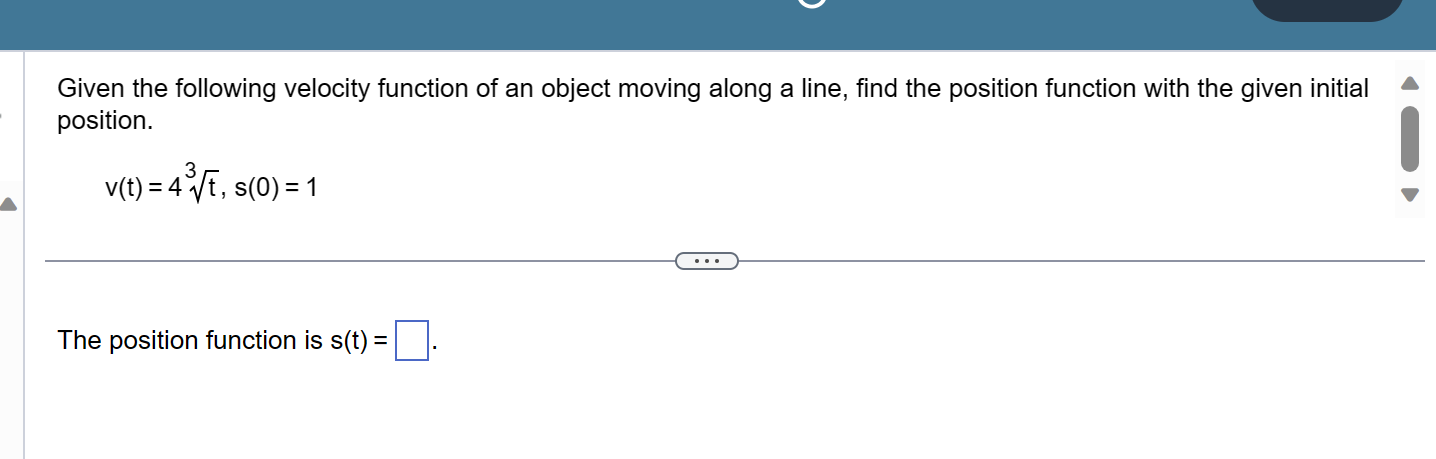 Solved Given the following velocity function of an object | Chegg.com