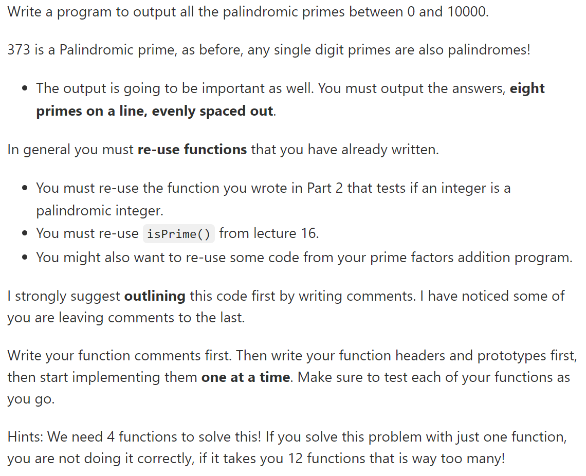Solved Write a program to output all the palindromic primes | Chegg.com