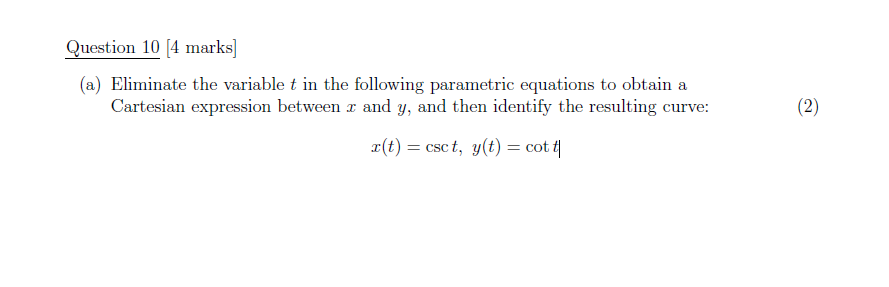 Solved (a) Eliminate the variable t in the following | Chegg.com