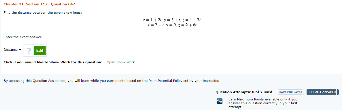 Solved Chapter 11, Section 11.6, Question 047 Find the | Chegg.com
