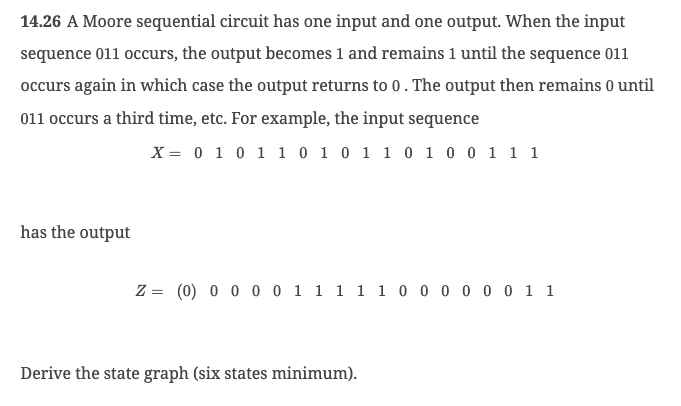 Solved 1426 A Moore Sequential Circuit Has One Input And 
