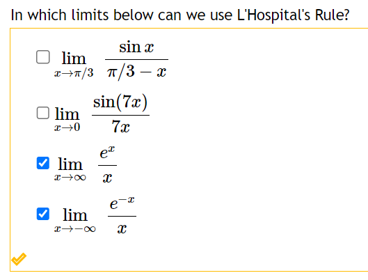 Solved In which limits below can we use L'Hospital's Rule? | Chegg.com