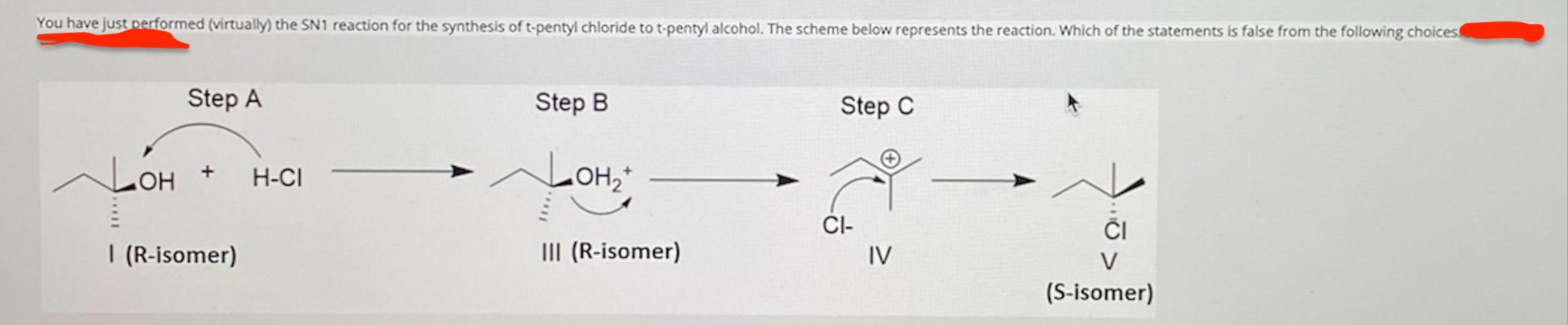 Solved You are performing the reaction of t-pentyl alcohol | Chegg.com