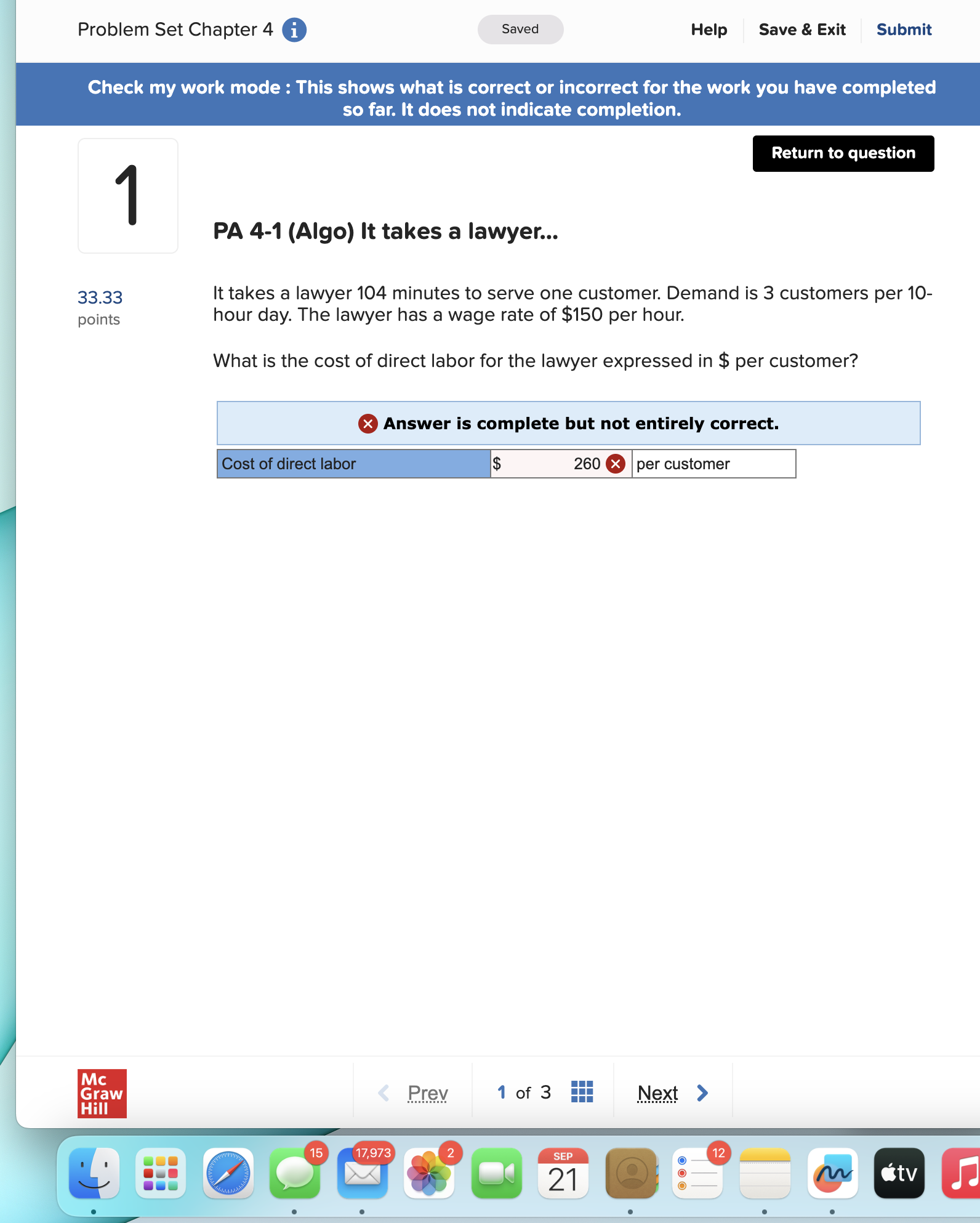 Solved Check my work mode : This shows what is correct or | Chegg.com
