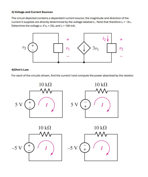 Solved Voltage and Current SourcesThe circuit depicted | Chegg.com