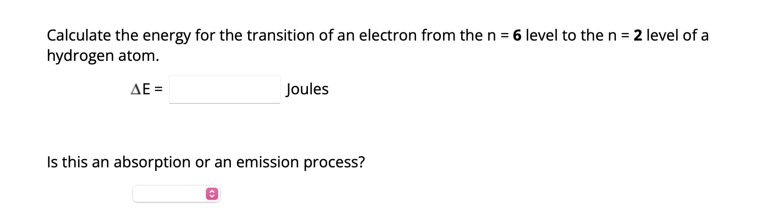 Solved Calculate the energy for the transition of an | Chegg.com