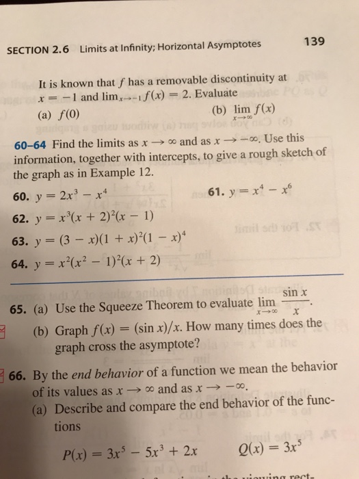 Solved SECTION 2.6 Limits at Infinity; Horizontal Asymptotes | Chegg.com