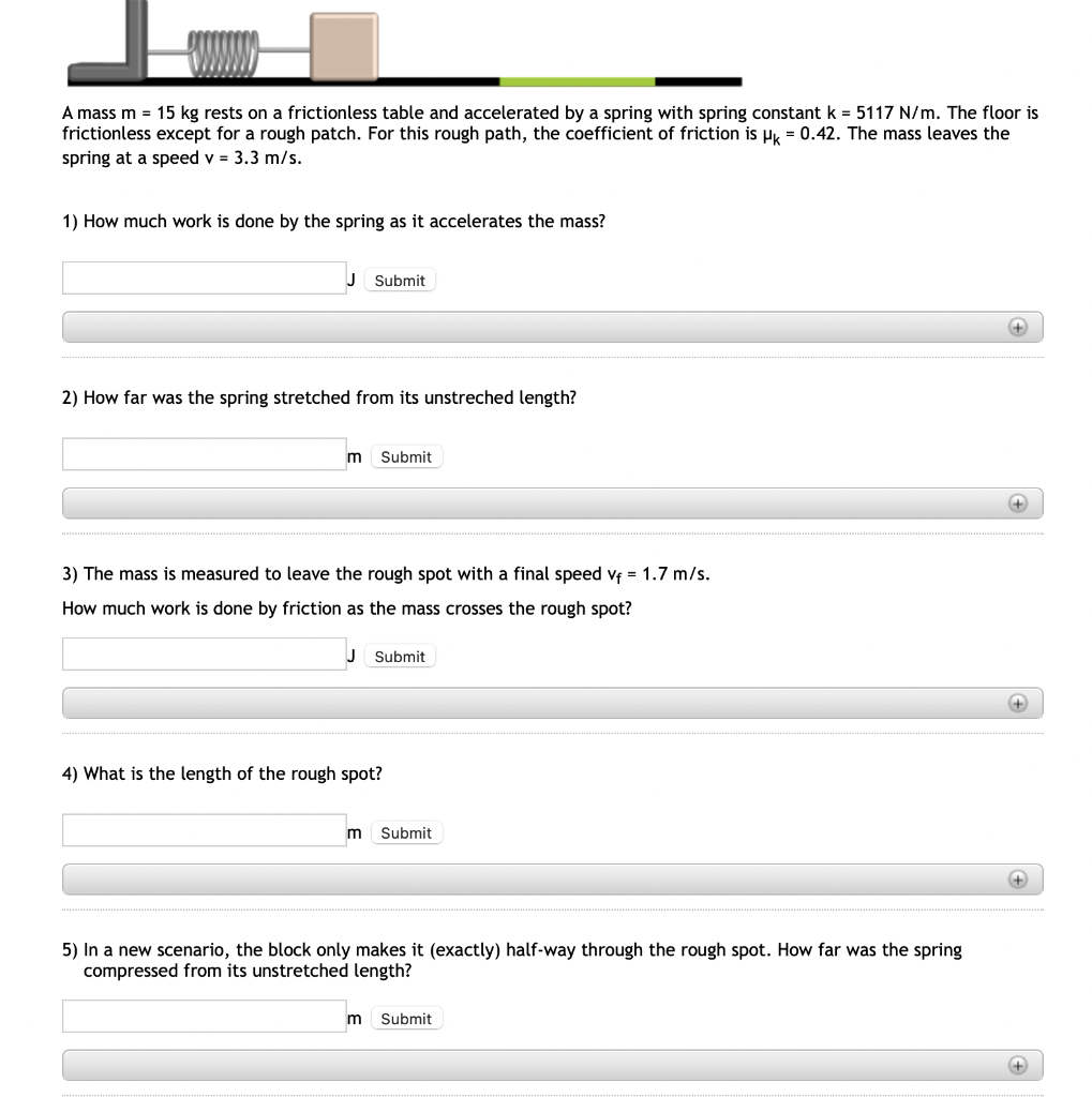 Solved A mass m=15 kg rests on a frictionless table and | Chegg.com