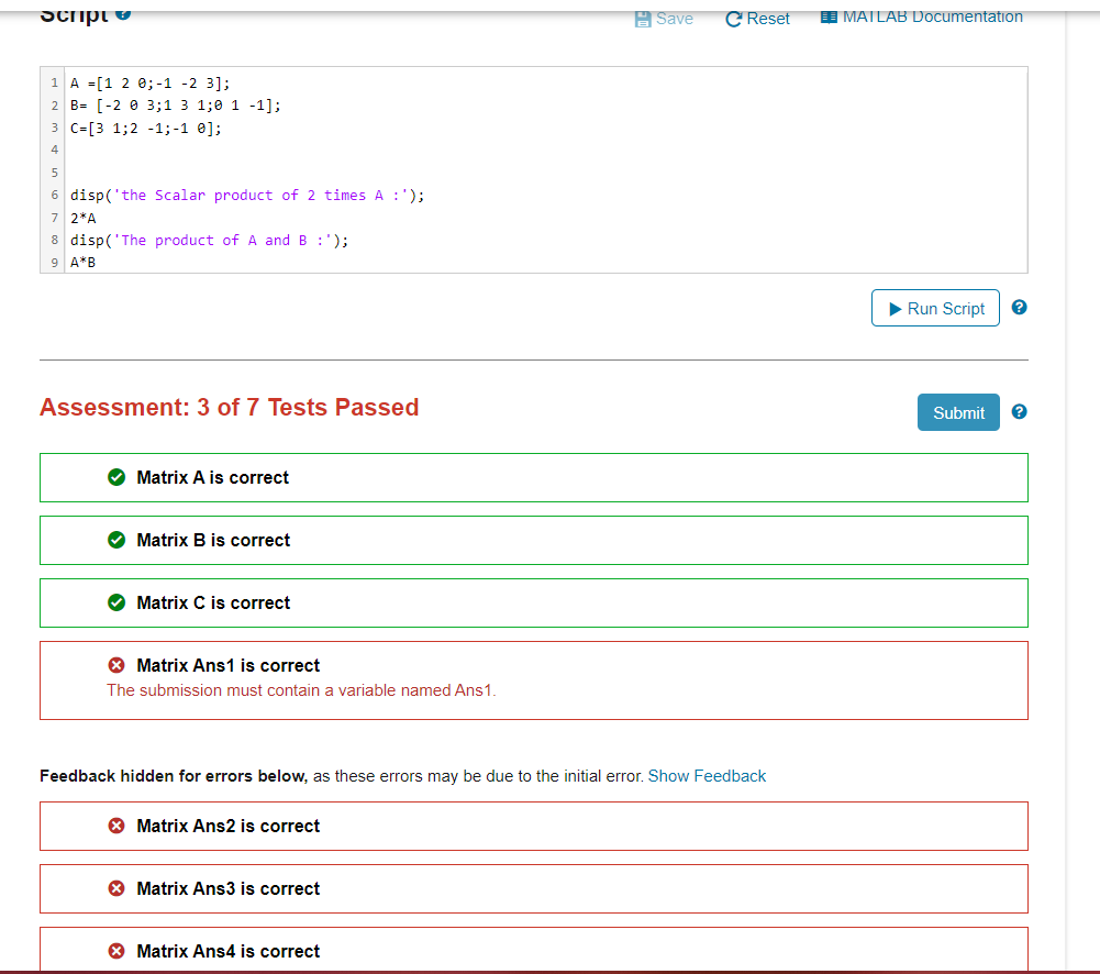 Solved LAB ACTIVITY 2.3.1: MATLAB: Matrix Operations This | Chegg.com