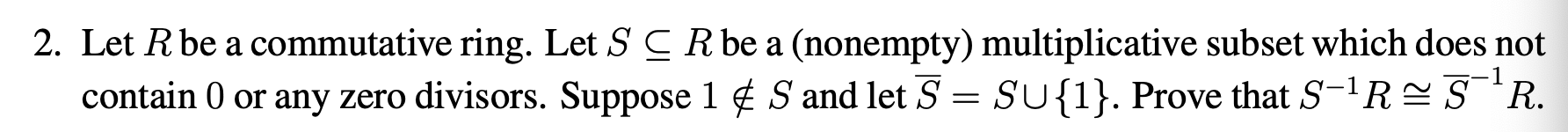 Solved 2. Let R be a commutative ring. Let S⊆R be a | Chegg.com