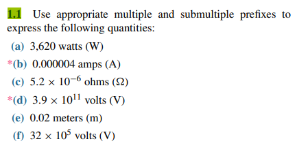 Use appropriate multiple and submultiple prefixes to | Chegg.com